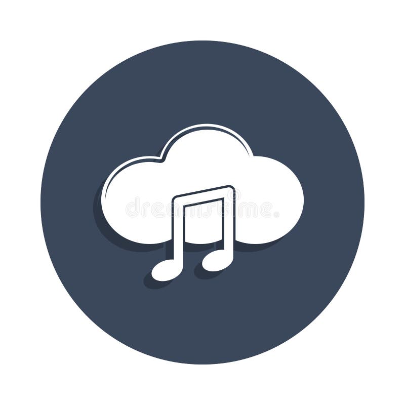 Cloud and Note Icon in Badge Style. One of Music Collection Icon Can Be ...
