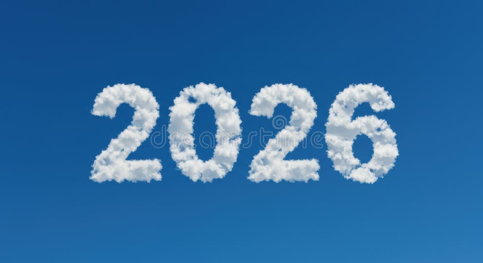 2026 Cloud Numbers in Clear Blue Sky Representing Future Concepts and ...