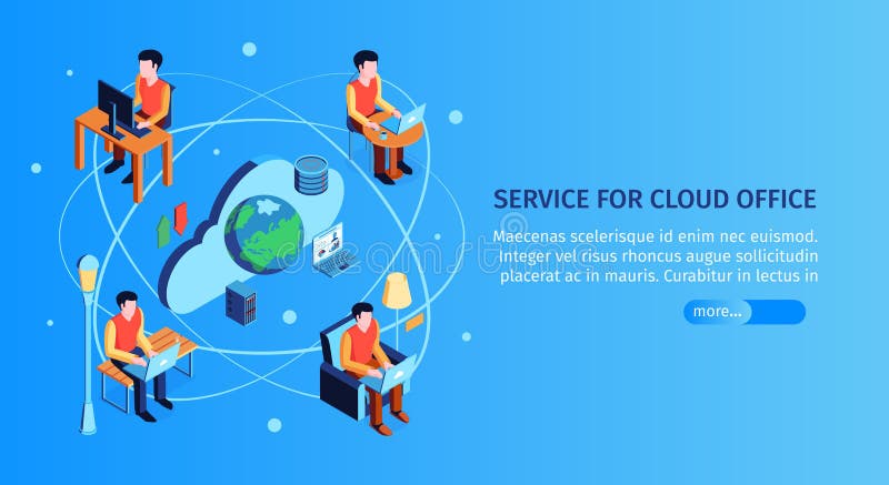 Cloud Office Services Banner Stock Vector - Illustration of background ...