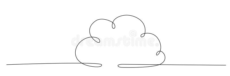 Cloud - One Single Hand Drawing Continuous Line Banner. Vector Stock ...