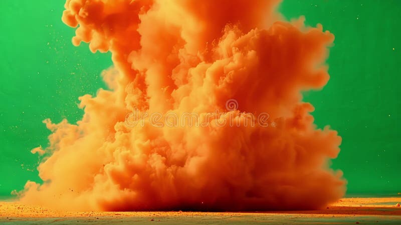 Orange Powder Exploding on Green Screen Background Stock Video - Video ...