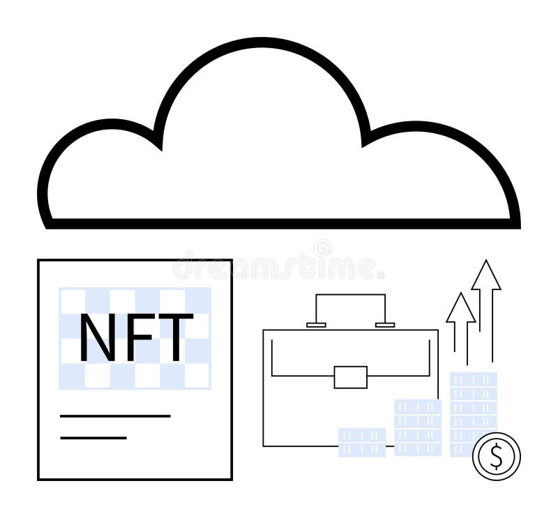 Cloud Storage and NFT Document with Business Growth Indicators and ...