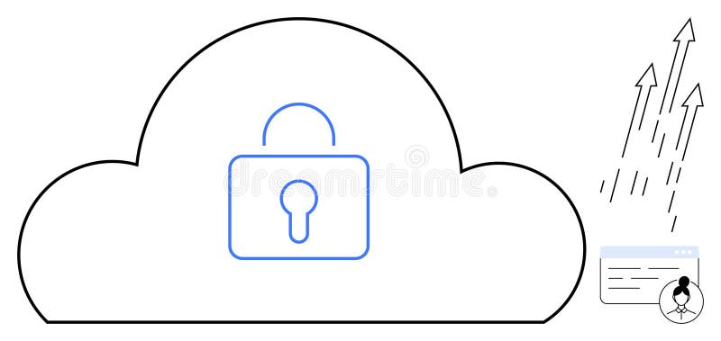 Cloud Security Concept with Locked Padlock and Data Flow Arrows Stock Vector - Illustration of ...