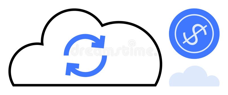 Cloud Sync and Financial Savings Concept with Dollar Sign and Circular Arrows Stock Illustration ...