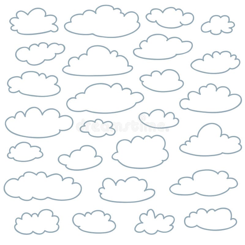 Cloud Outlines Set of Cute Simple Shapes Stock Vector - Illustration of ...