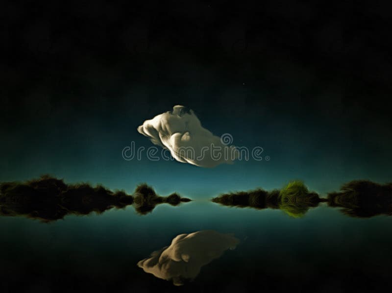 Cloud over calm water stock illustration. Illustration of lone - 258636678