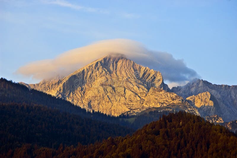 Cloud over Zugspitze stock image. Image of green, forrest - 12378859
