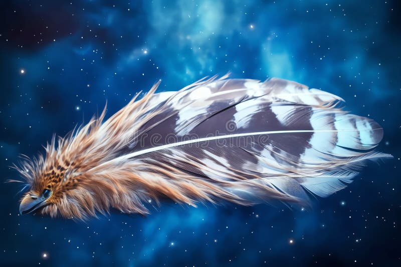 Cloud Owl Feather Fantasy Sky Night Gazing Stock Illustration ...