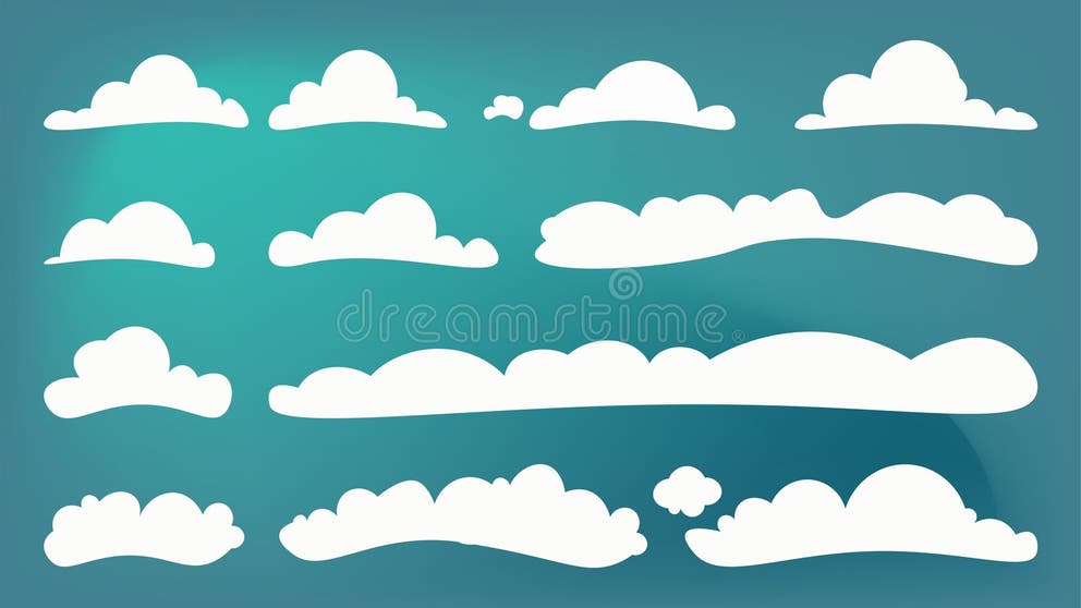 Cloud Pack: Vector White Cloud Collection on Blue Background Stock Illustration - Illustration ...