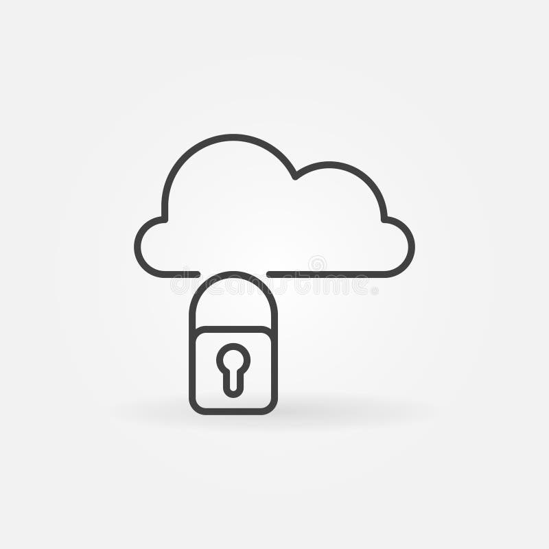 Cloud with Padlock Line Icon. Vector Cloud Storage with Lock Sign Stock ...