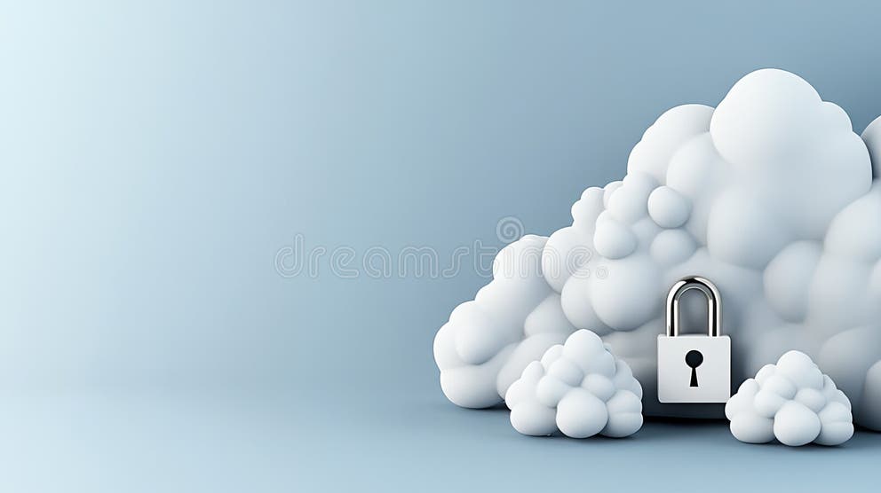 Cloud with a Padlock Represents Digital Security and Data Protection in ...