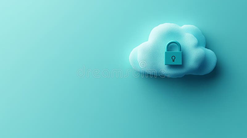 Cloud with Padlock Symbolizing Data Security on Blue Background. Stock ...