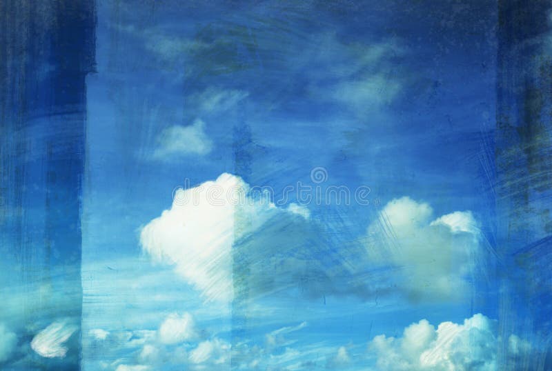 Cloud Painting on Old Grunge Canvas Stock Illustration - Illustration ...