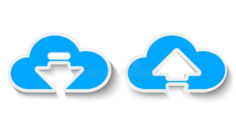 Cloud Computing Upload and Download Icons Stock Vector - Illustration ...