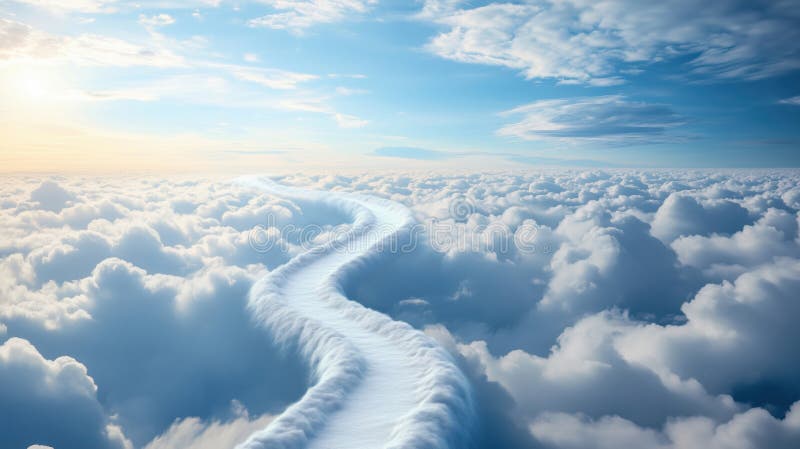 Cloud Pathway Winding through Blue Sky Stock Photo - Image of travel ...