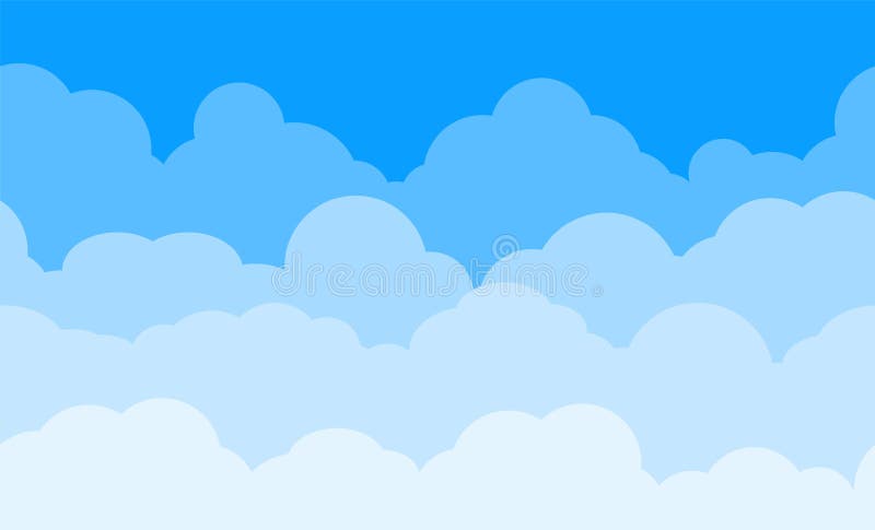 Cloud Pattern. Blue Sky with Clouds. Cartoon Cloudscape Vector ...