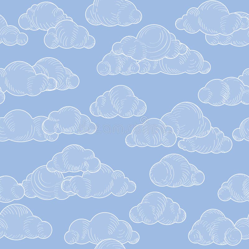 Cloud Pattern. Cloudy Sky Seamless Backround Stock Illustration ...