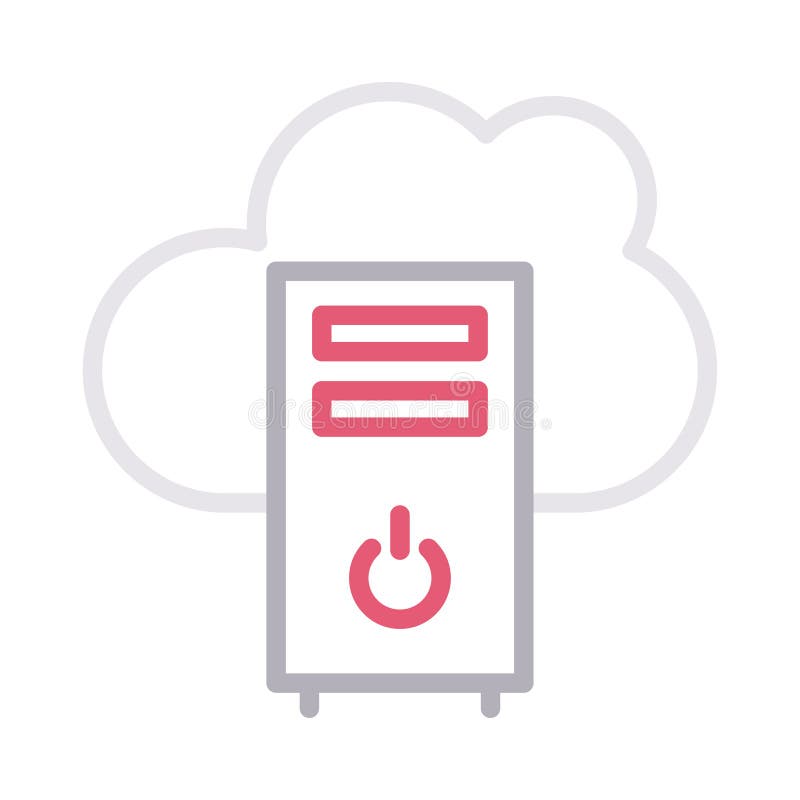 Cloud Pc Thin Line Color Vector Icon Stock Vector - Illustration of ...
