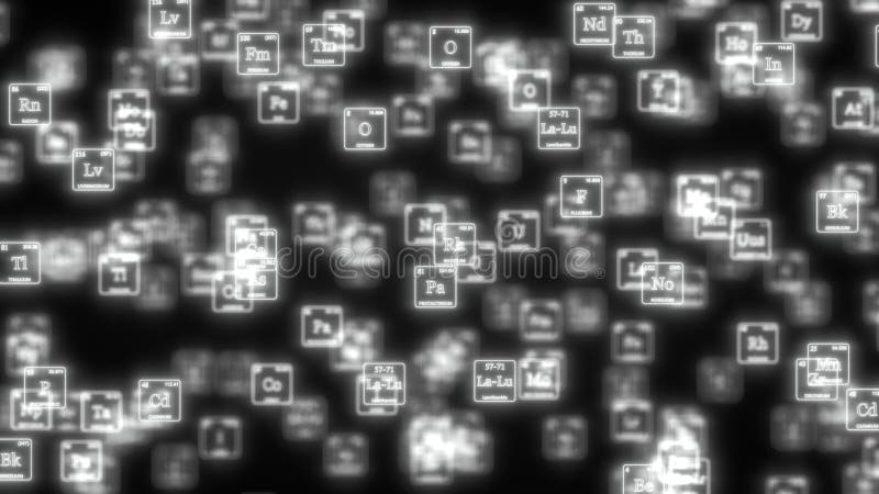 Cloud of Periodic Elements Table Concept with Glowing Neon Lines. 3d ...