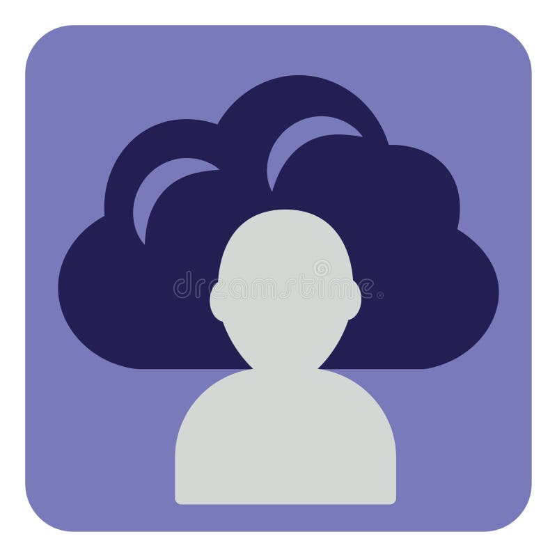 Cloud with person, icon stock vector. Illustration of icon - 261059399