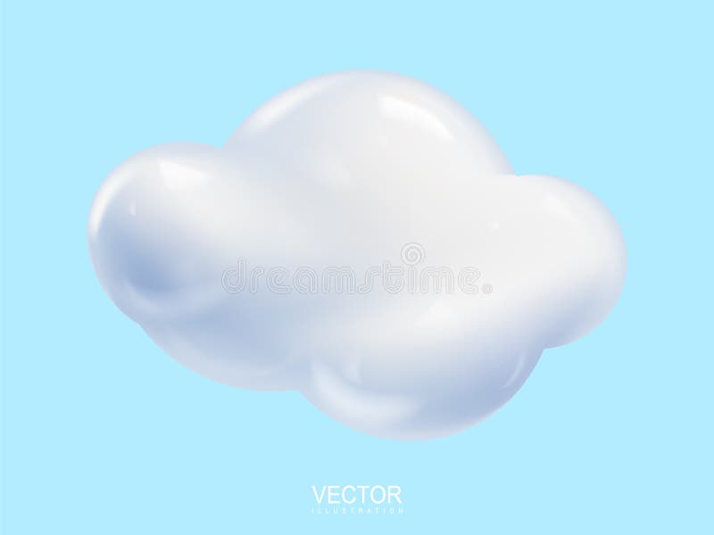 Cloud Plastic. Realistic Soft Trendy 3d Cloud. Render Atmosphere ...