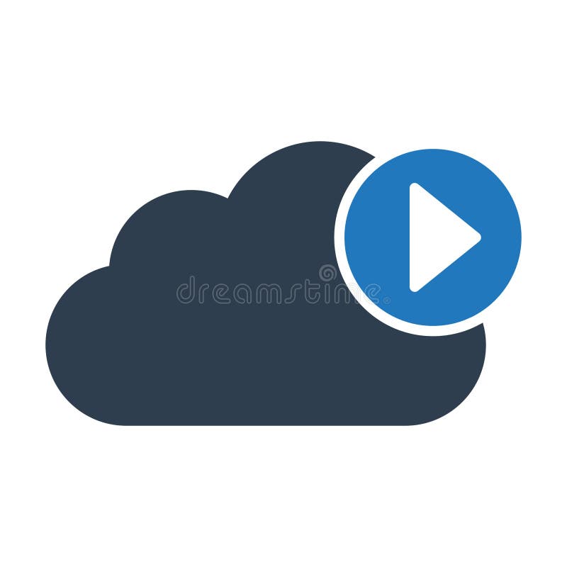 Cloud Play Button Isolated Vector Icon Which Can Easily Modify or Edit ...