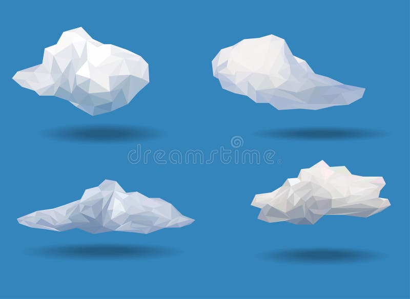 Cloud Polygon Vector Icon Set Stock Vector - Illustration of clouds ...