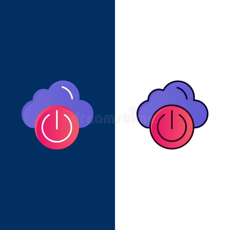 Cloud, Power, Network, Off Icons. Flat and Line Filled Icon Set Vector ...