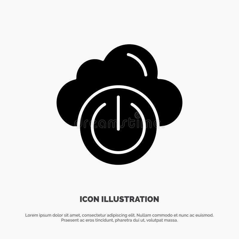 Cloud, Power, Network, Off Solid Black Glyph Icon Stock Vector ...