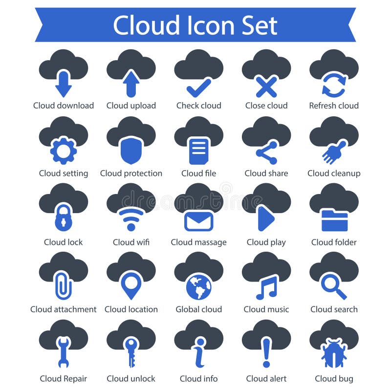 Cloud icon set stock vector. Illustration of folder - 231342896