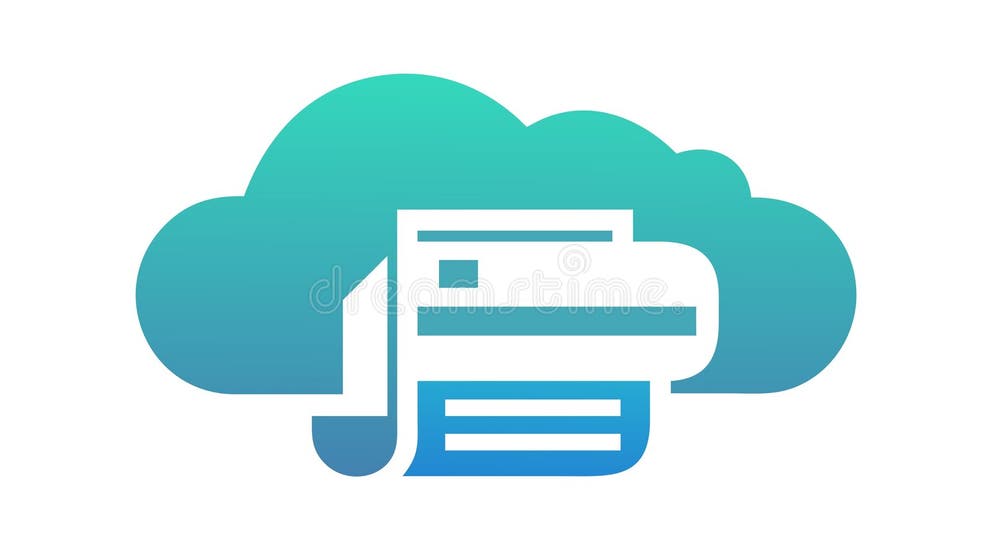 Cloud Printer and Document, Wireless Printing Solution, Vector Design ...