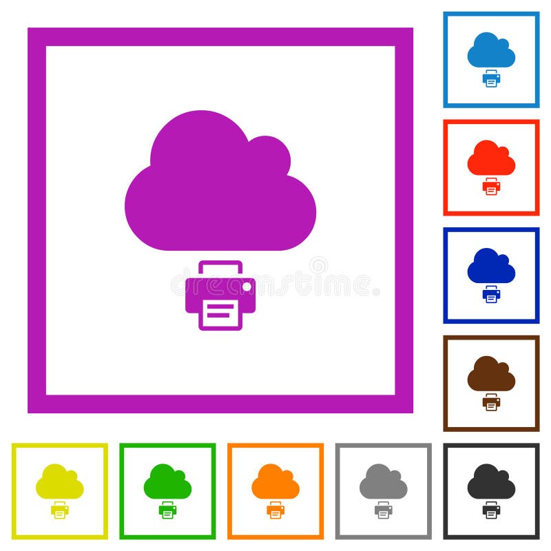 Cloud Printing Flat Framed Icons Stock Vector - Illustration of ...
