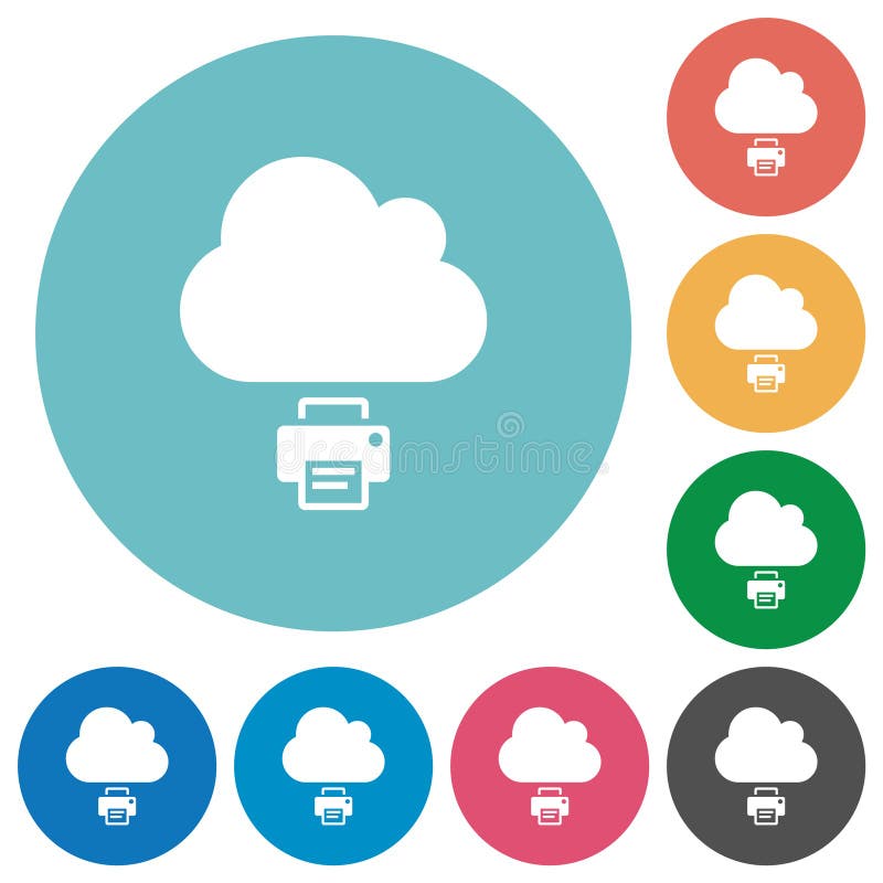 Cloud Printing Flat Round Icons Stock Vector - Illustration of ...