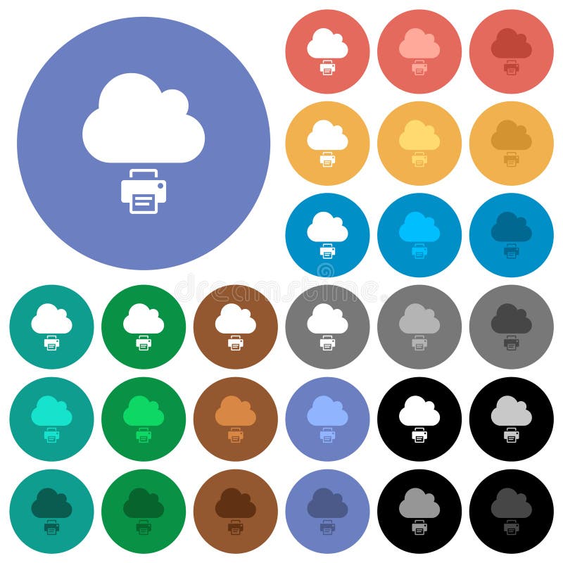 Cloud Printing Round Flat Multi Colored Icons Stock Vector ...
