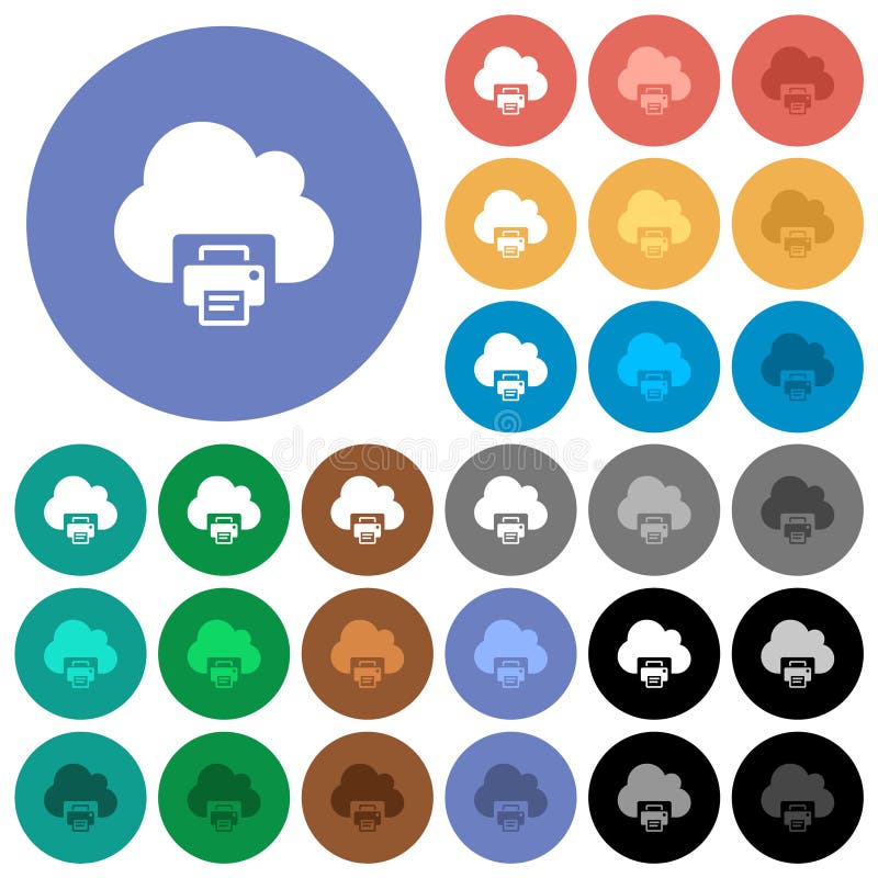 Cloud Printing Round Flat Multi Colored Icons Stock Vector ...