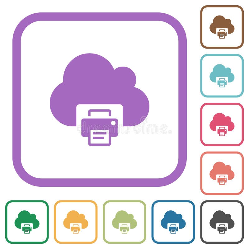 Cloud Printing Simple Icons Stock Vector - Illustration of frames ...