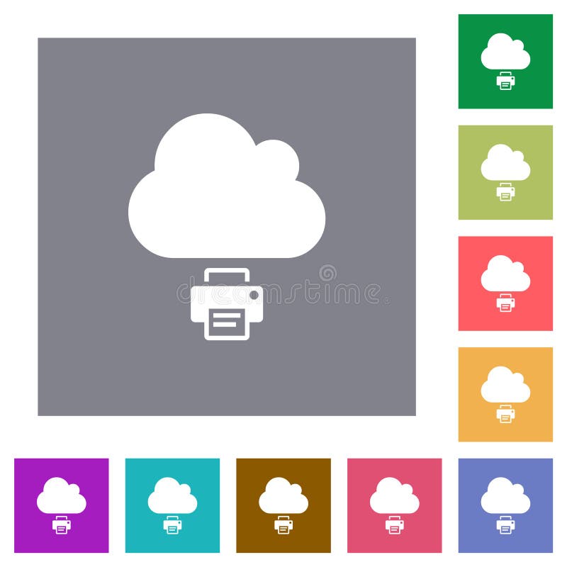 Cloud Printing Square Flat Icons Stock Vector - Illustration of ...