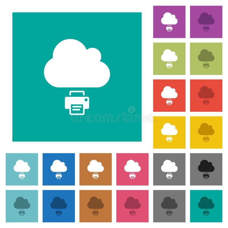 Cloud Printing Square Flat Multi Colored Icons Stock Vector ...