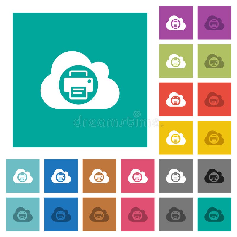 Cloud Printing Square Flat Multi Colored Icons Stock Vector ...