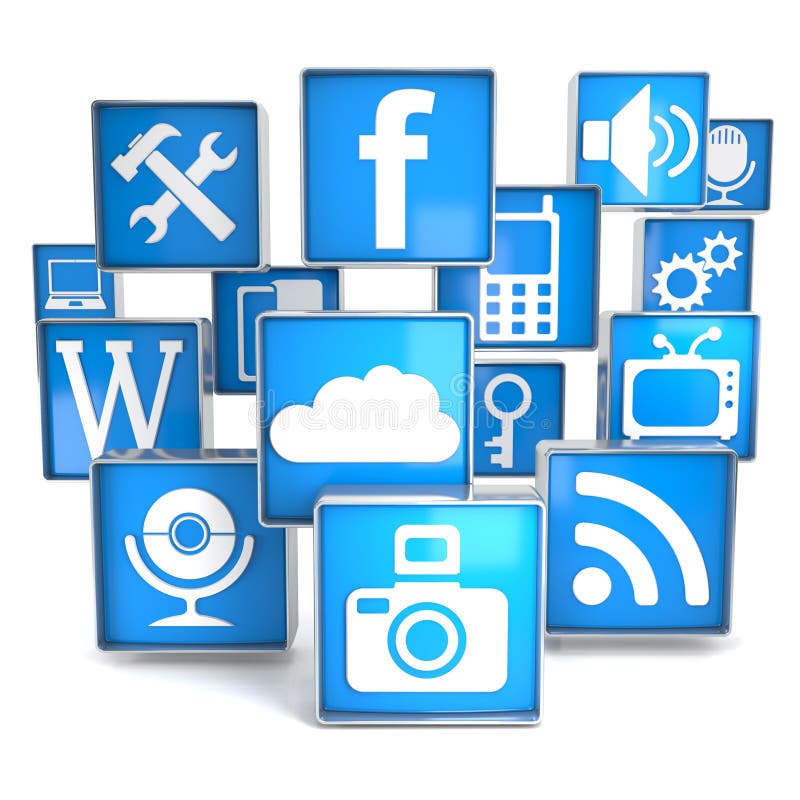 Cloud of Program Icons Isolated on White Background Editorial Image ...