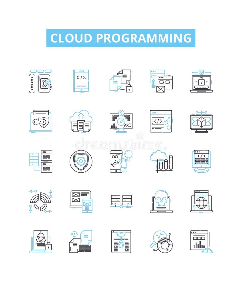 Cloud Programming Vector Line Icons Set. Cloud, Programming, Computing, Data, Storage, Services ...