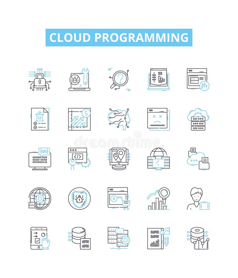 Programming Vector Line Icons Set Programming Coding Scripting Coding Language Algorithm