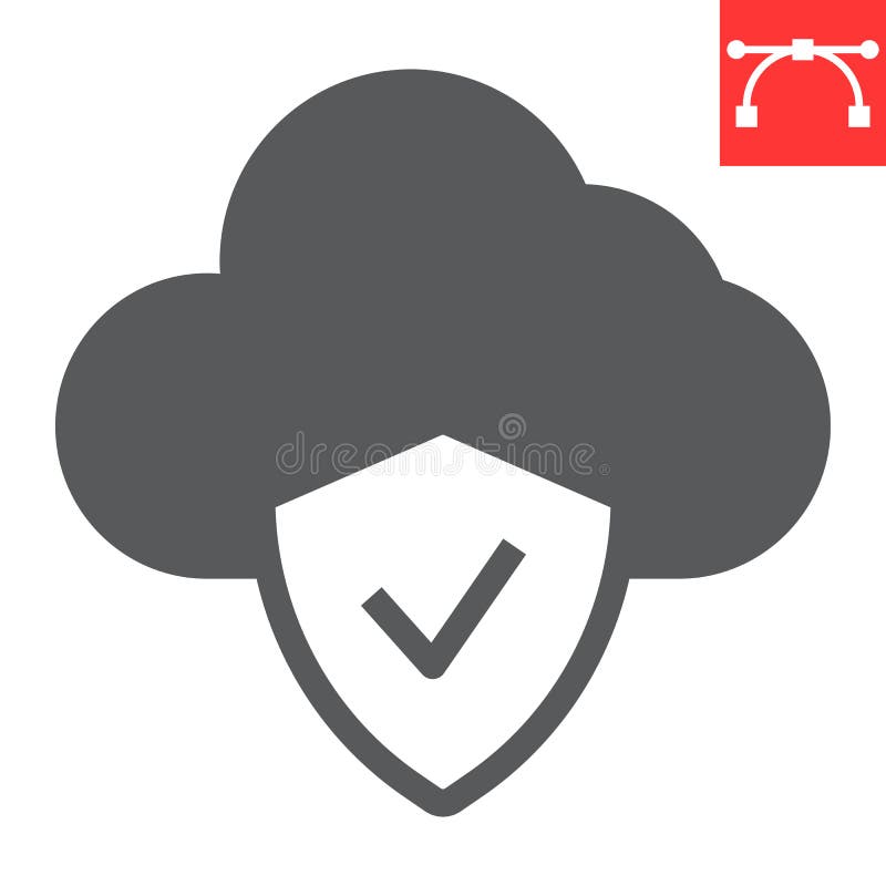 Cloud and Lock Line Icon, Data and Protect, Cloud Security Sign, Vector ...