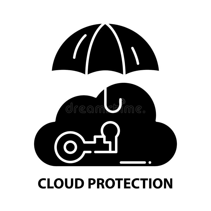 Cloud Protection Icon, Black Vector Sign with Editable Strokes, Concept ...