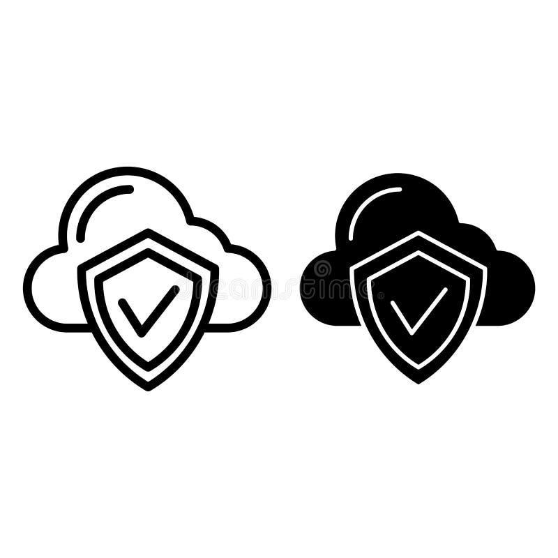 Cloud Protection Line and Glyph Icon. Cloud with Shield Vector ...