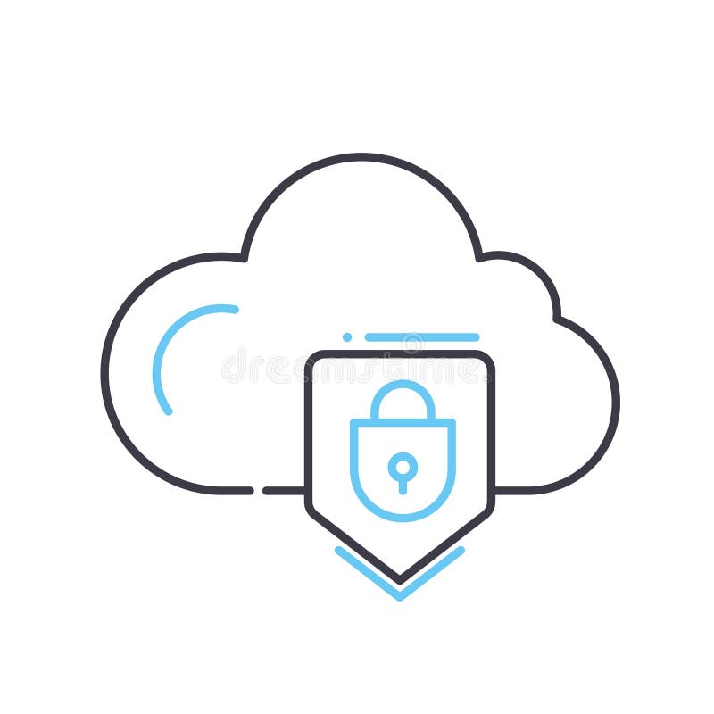 Cloud Protection Service Line Icon, Outline Symbol, Vector Illustration ...