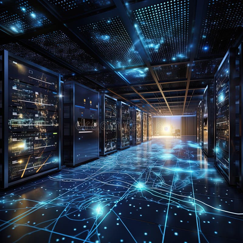 Cloud of Quantum Calculations: Photo of the Server Center Providing ...