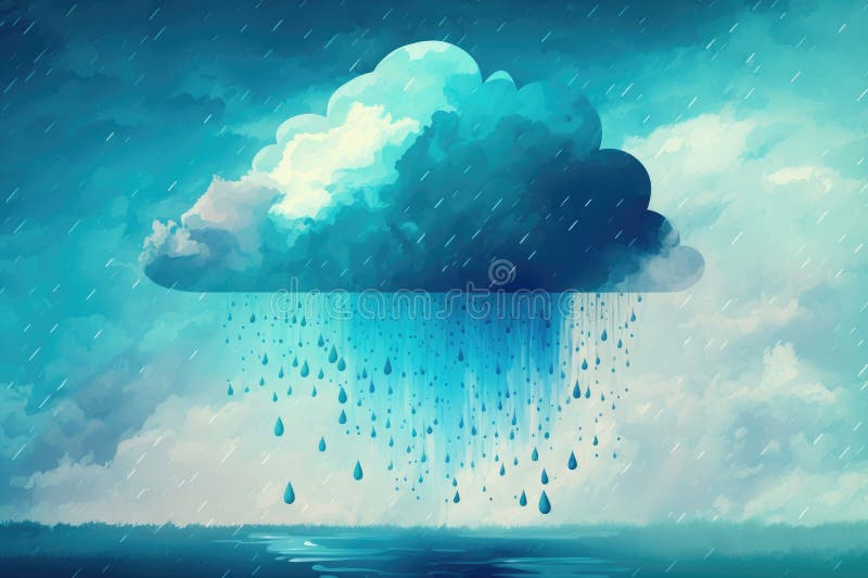 Cloud and Rain for Blue Monday Made with Generative AI. Stock ...