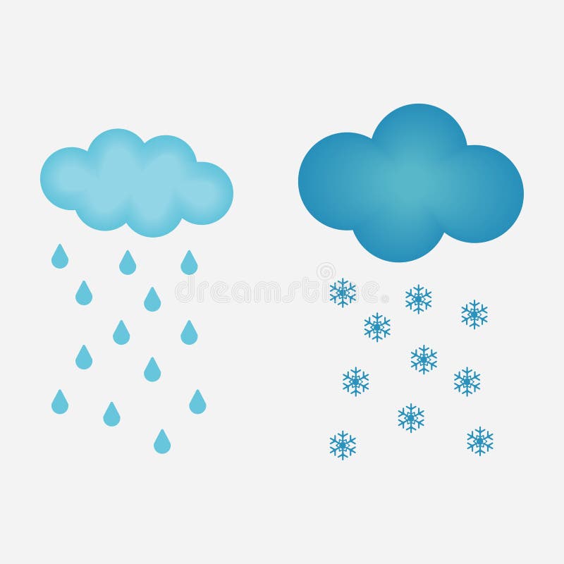 Cloud with Rain and Cloud with Snow, Snowflakes. Stock Vector ...