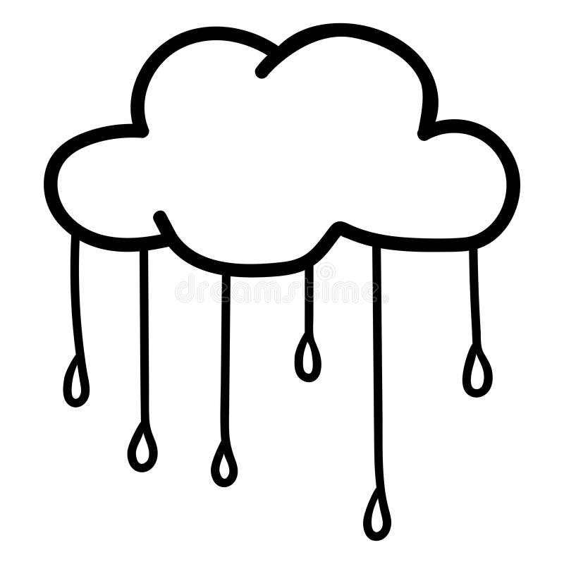 Cloud with Rain Doodle Vector Illustration Isolated on White Stock ...